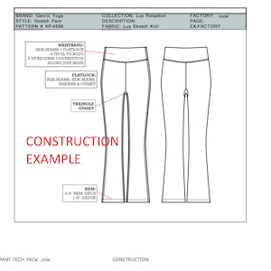 Pants Tech Pack Template: Fashion Design (excel) - Etsy