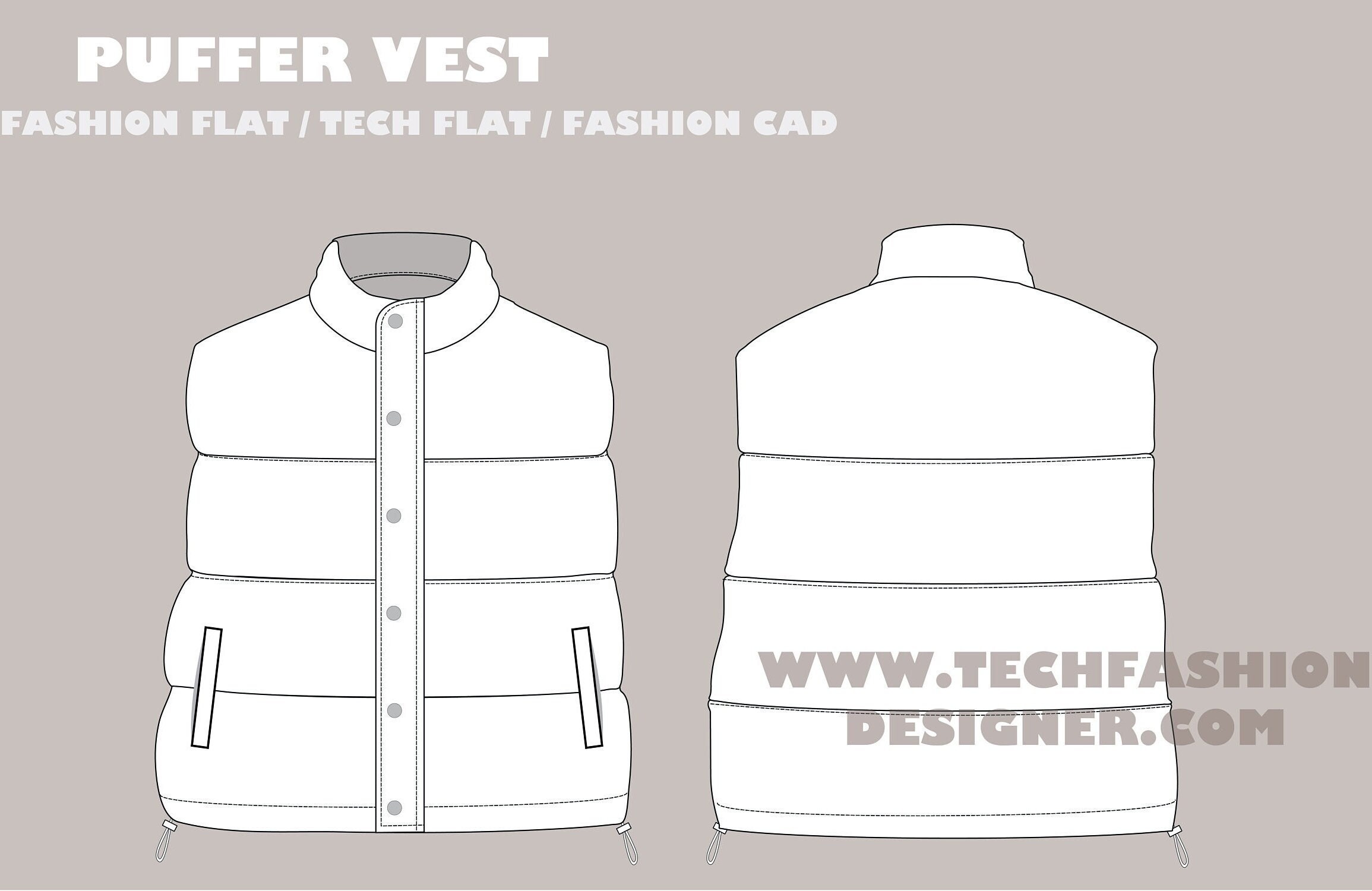 Streetwear Puffer Vest Tech Sketch | Fashion Sketch, Fashion Template ...