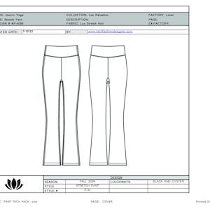 Pants Tech Pack Template: Fashion Design (excel) - Etsy