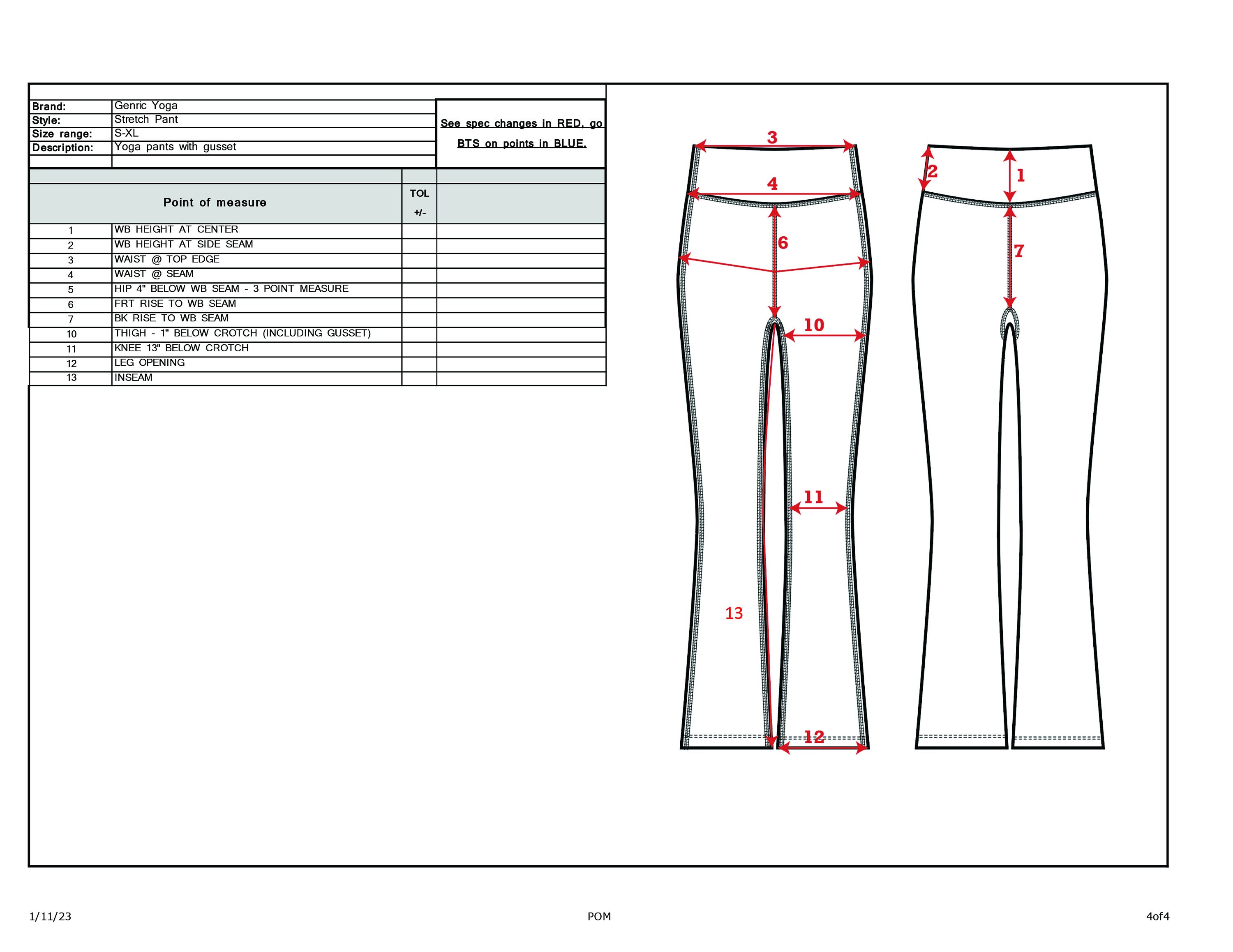 Pants Tech Pack Template: Fashion Design (excel) - Etsy