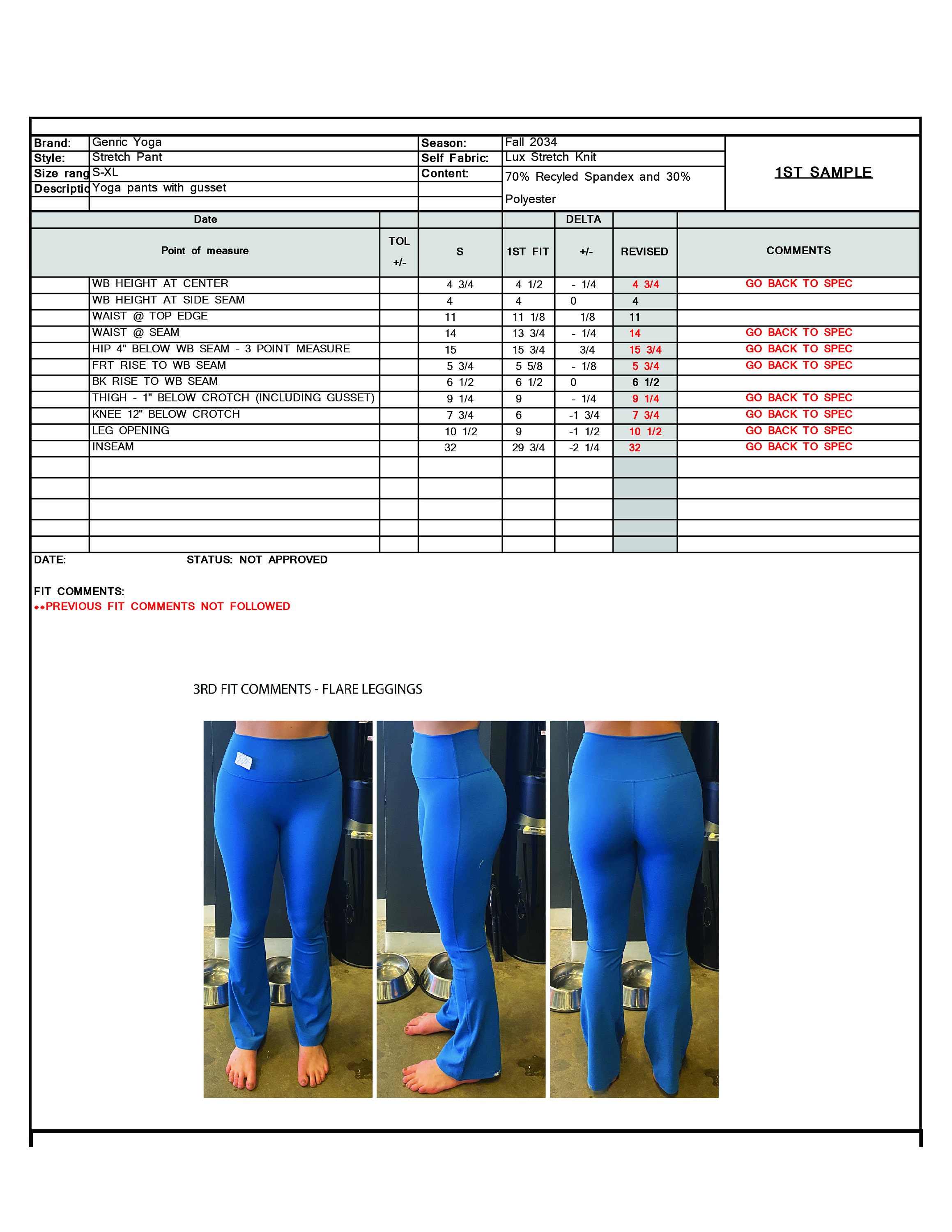 Pants Tech Pack Template: Fashion Design (excel) - Etsy
