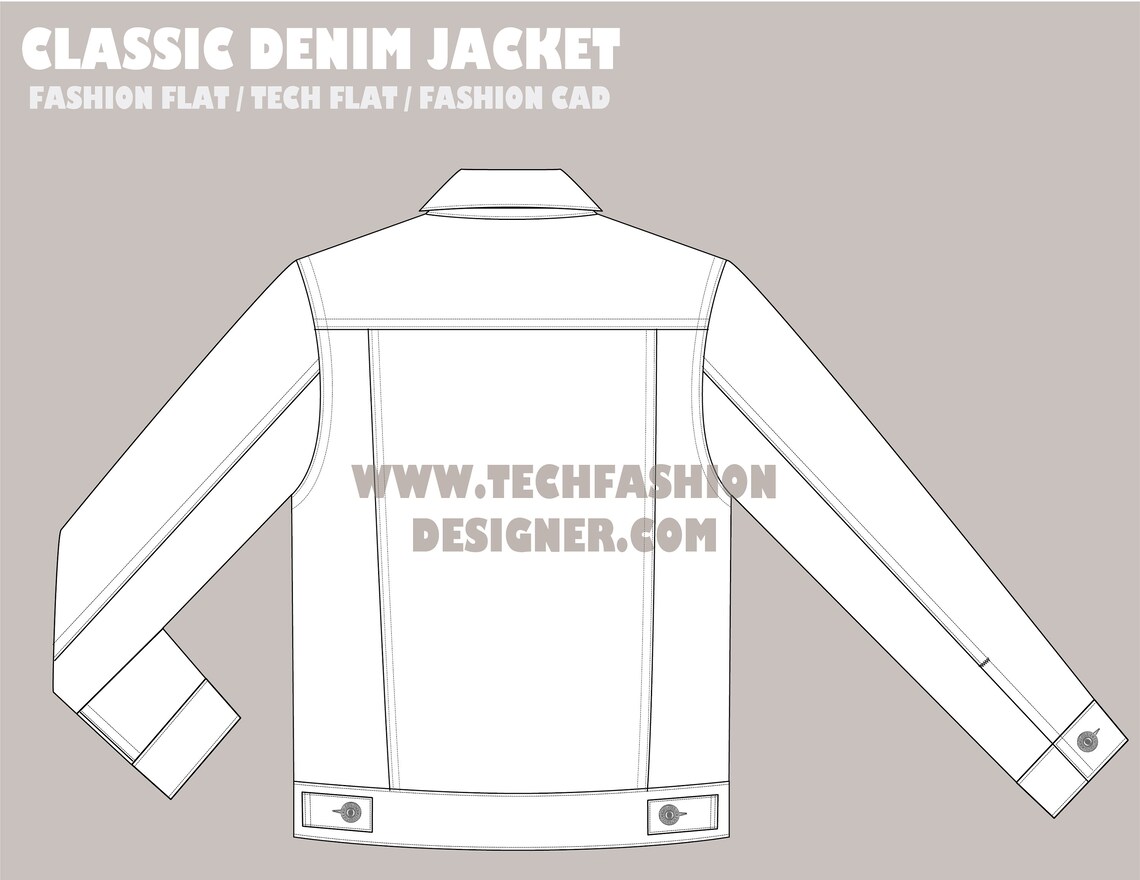 Classic Denim Jacket Jean Jacket Fashion Flat Sketch Fashion Template ...