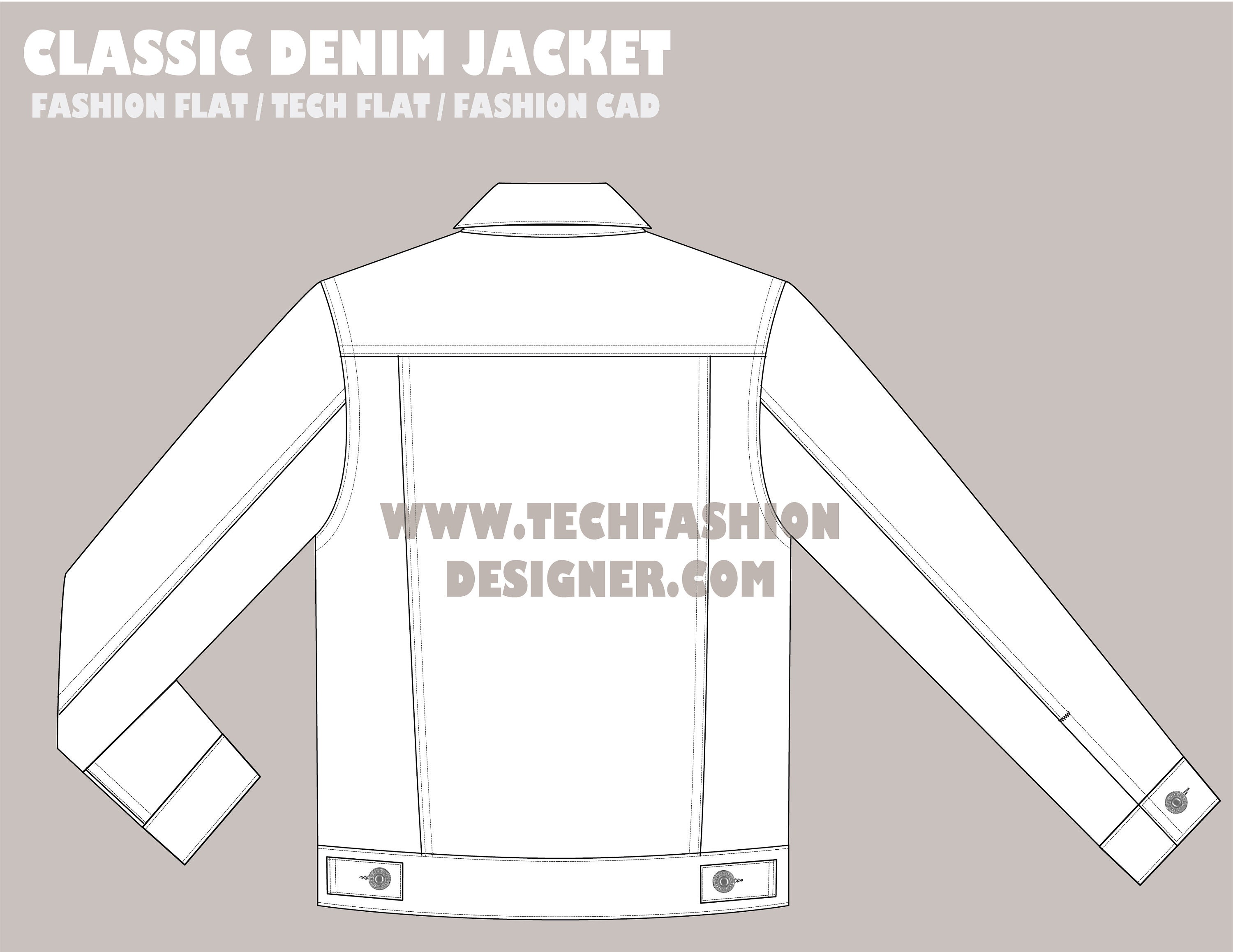 Classic Denim Jacket Jean Jacket Fashion Flat Sketch Fashion Template ...