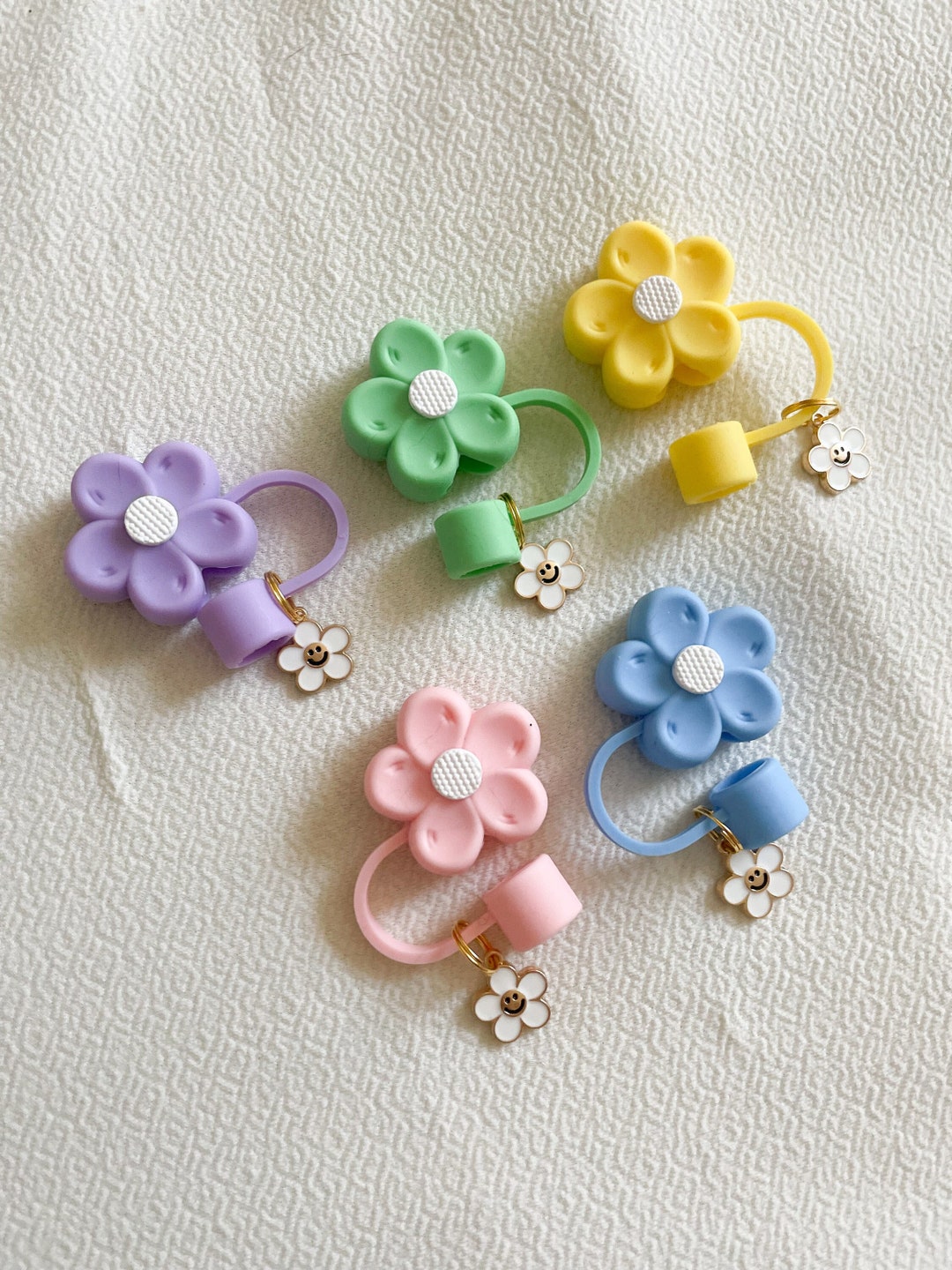 Retro Daisy Stanley Straw Charms Flower Topper Drink Cup Cover for ...