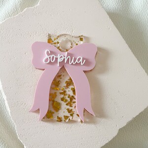 Personalized Tumbler Name Tag Bow Name Plate 40 Oz Tumbler Custom Bow ...