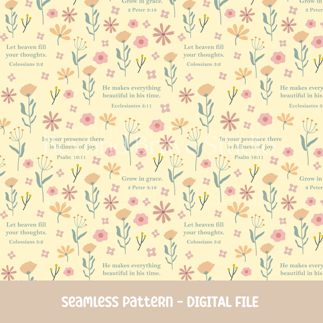Boho Trendy Christian Seamless Pattern Png Digital File Christian ...