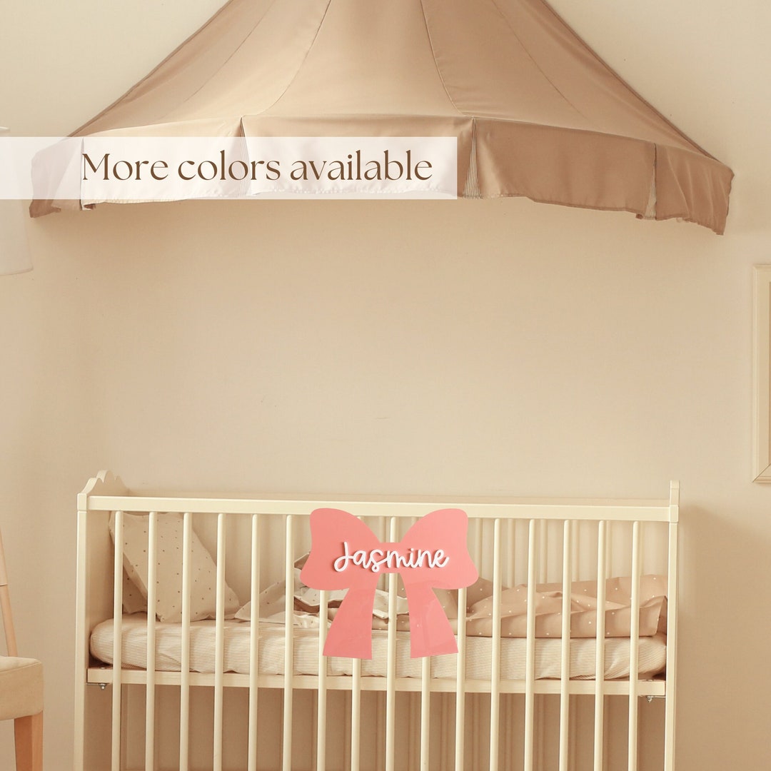 Pink Bow Coquette Bow Nursery Room Decor Sign Personalized Baby Girl ...