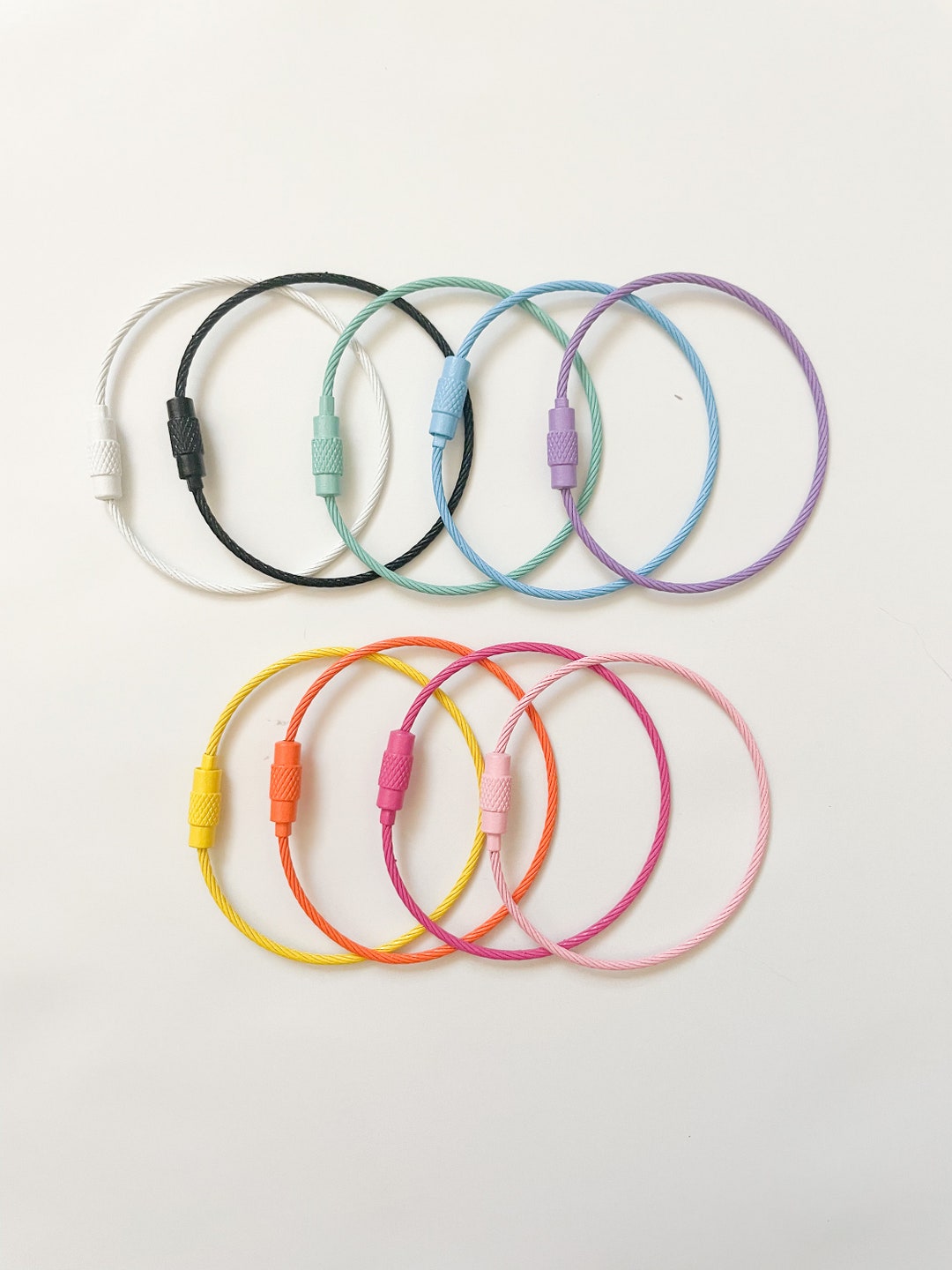 Colored Stainless Steel Wire Ring Luggage Tag Ring Wire Rope Keyring ...