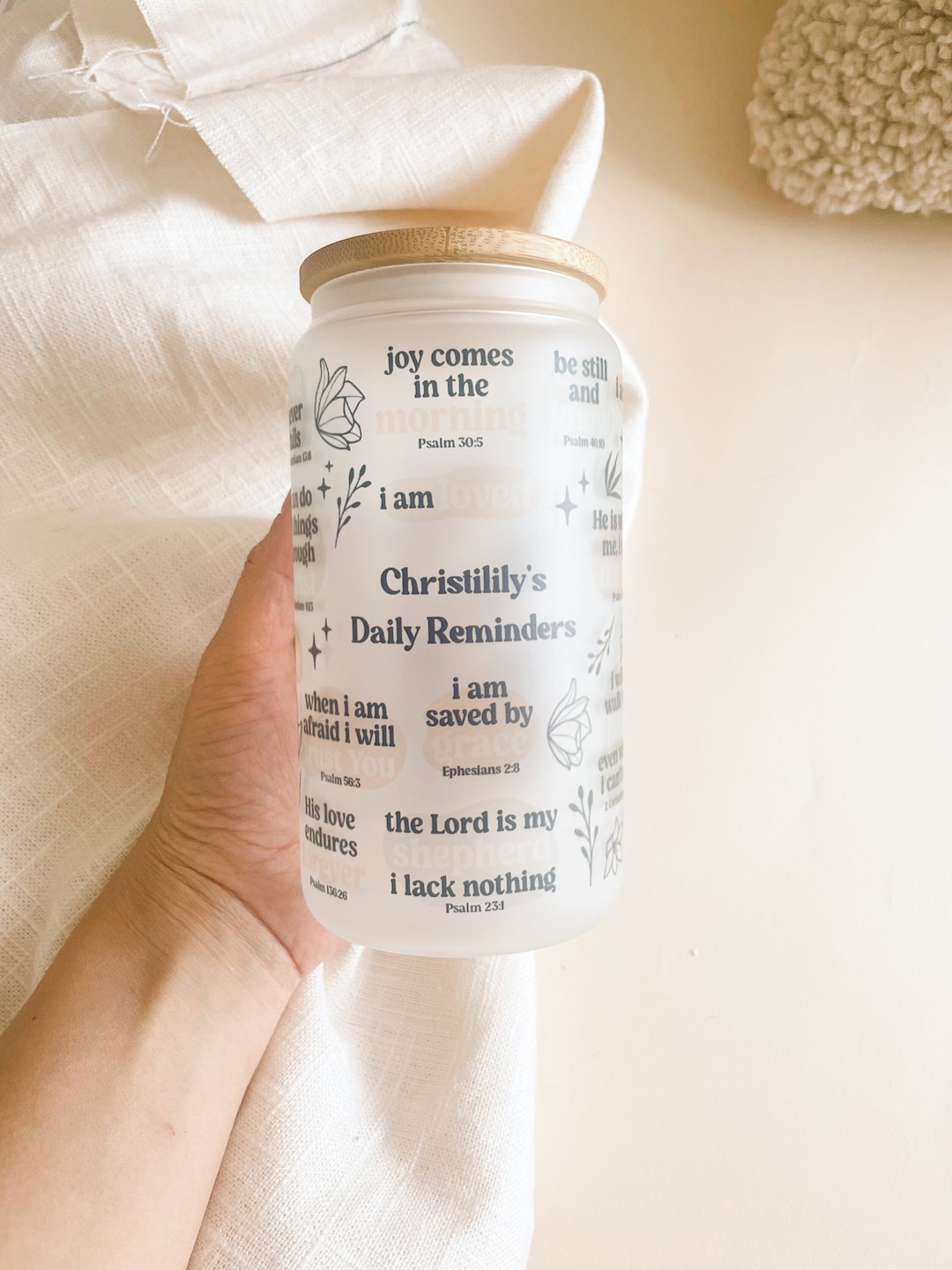 Custom Name Daily Reminders Iced Coffee Cup Custom Bible Affirmation ...