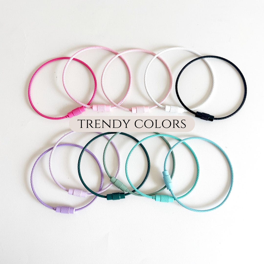 Colored Stainless Steel Wire Ring Luggage Tag Ring Wire Rope Keyring ...