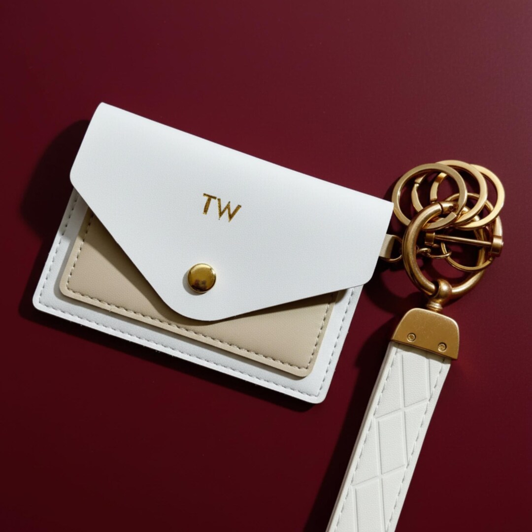 Monogram Keychain Wallet Card Holder Initial Wristlet Accessory Travel ...