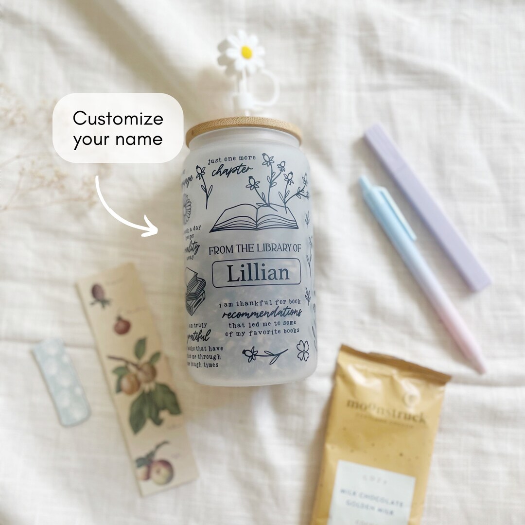 Personalized Book Lover Glass Cup Tumbler Gift Box for Her Gift for ...