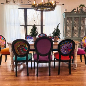 Custom Boho 4-chair Dining Set Unique Fabric Choices - Etsy