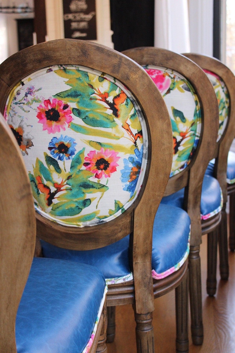Set of 4 Custom Kitchen Chairs | Designer Fabric Upholstery | Bespoke ...