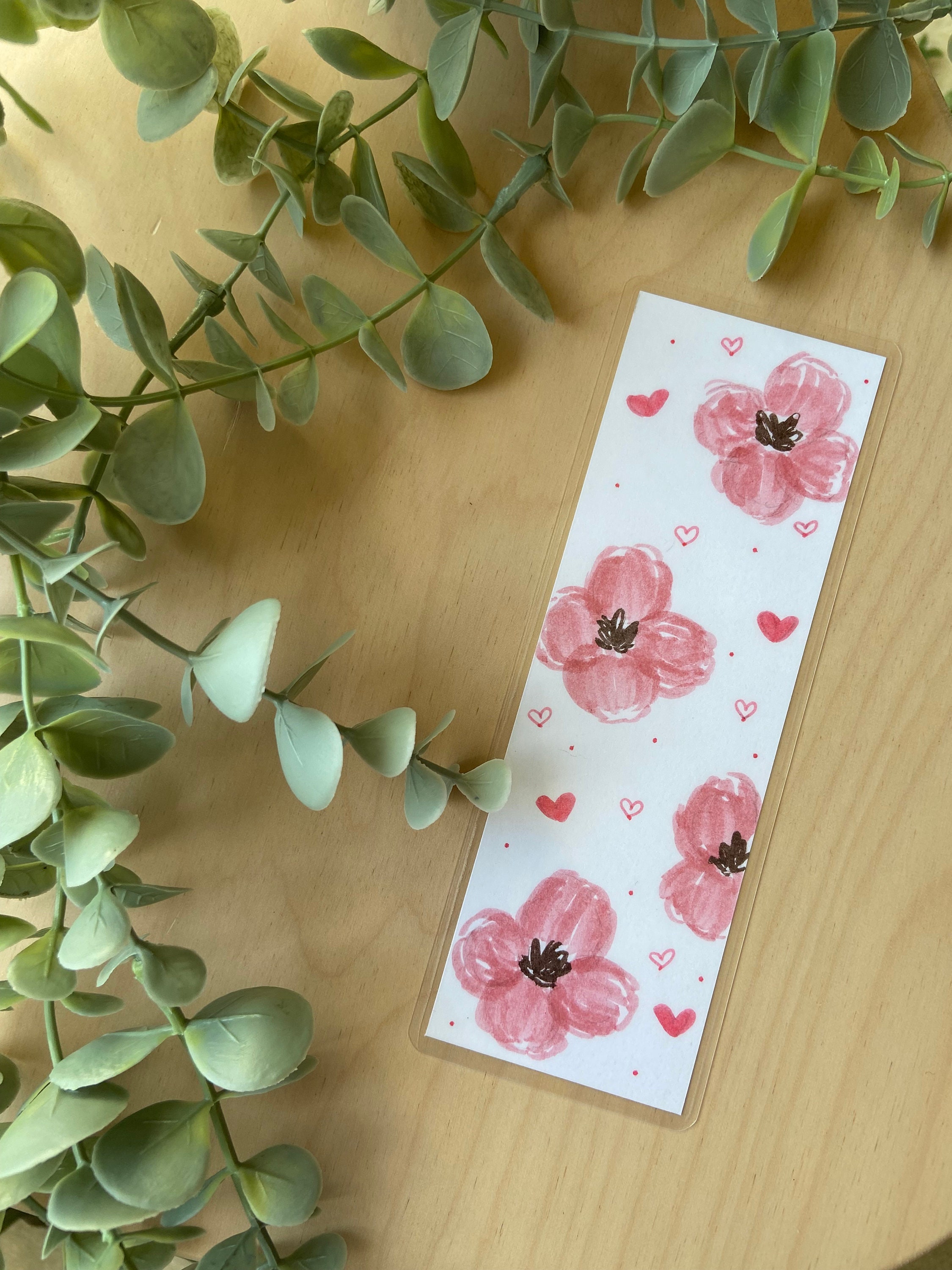 Pink Floral Bookmark: Handmade Reader Gift - Etsy