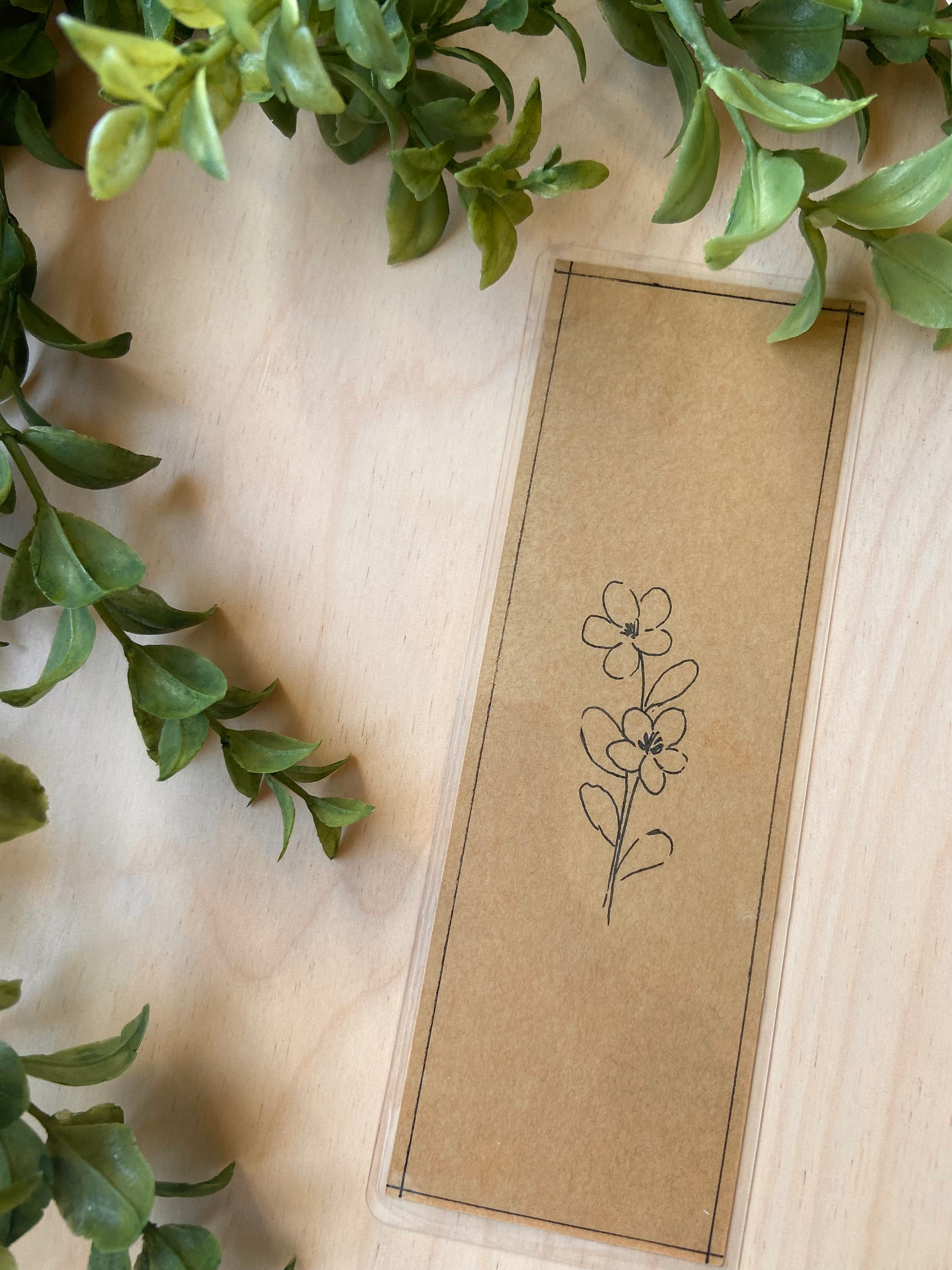 Flower Design Bookmark, Craft Paper, Flower Line Art, Handmade, for ...