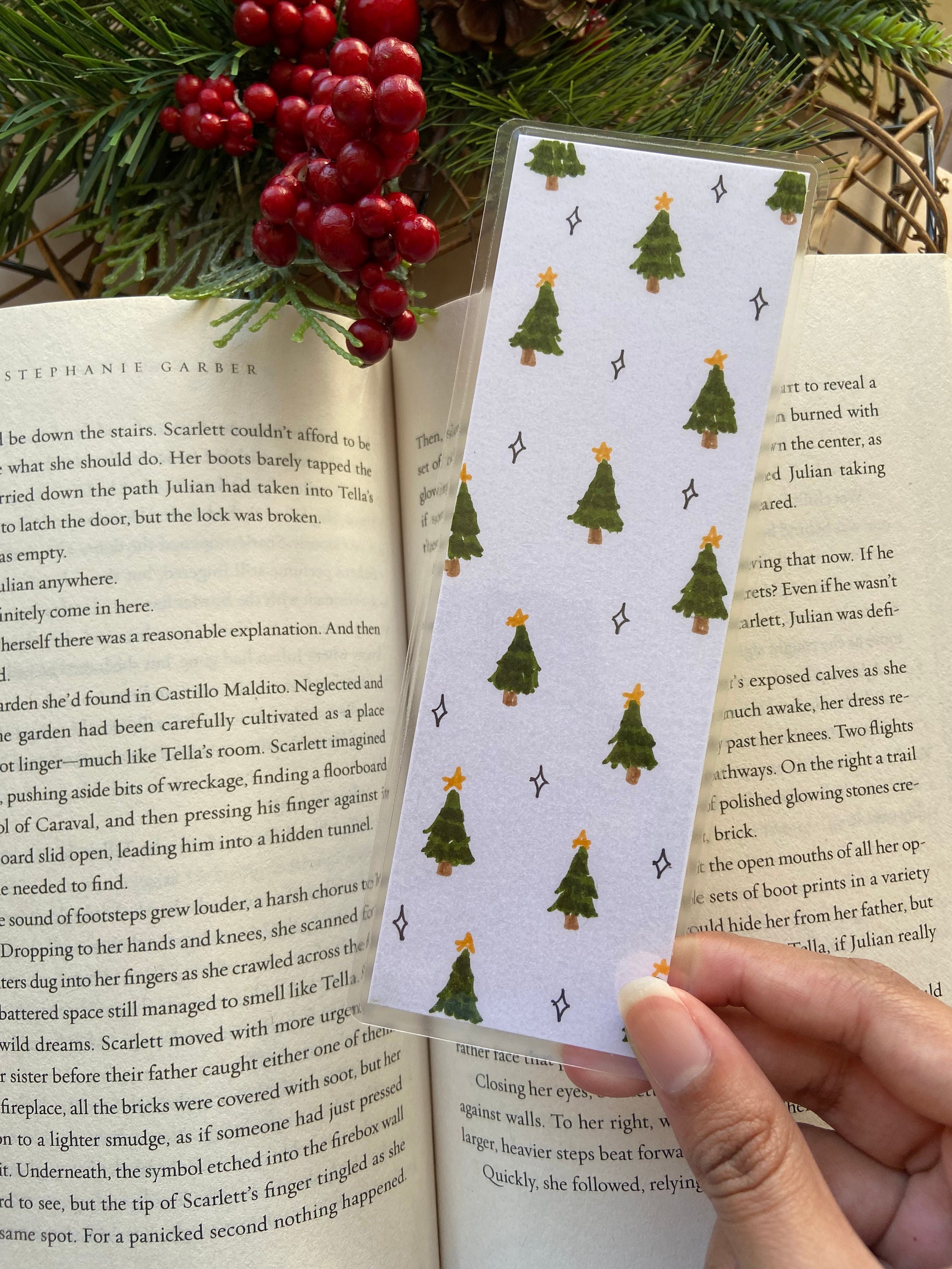 Christmas Bookmark Tree Pattern Festive Christmas Tree Gifts for Book ...