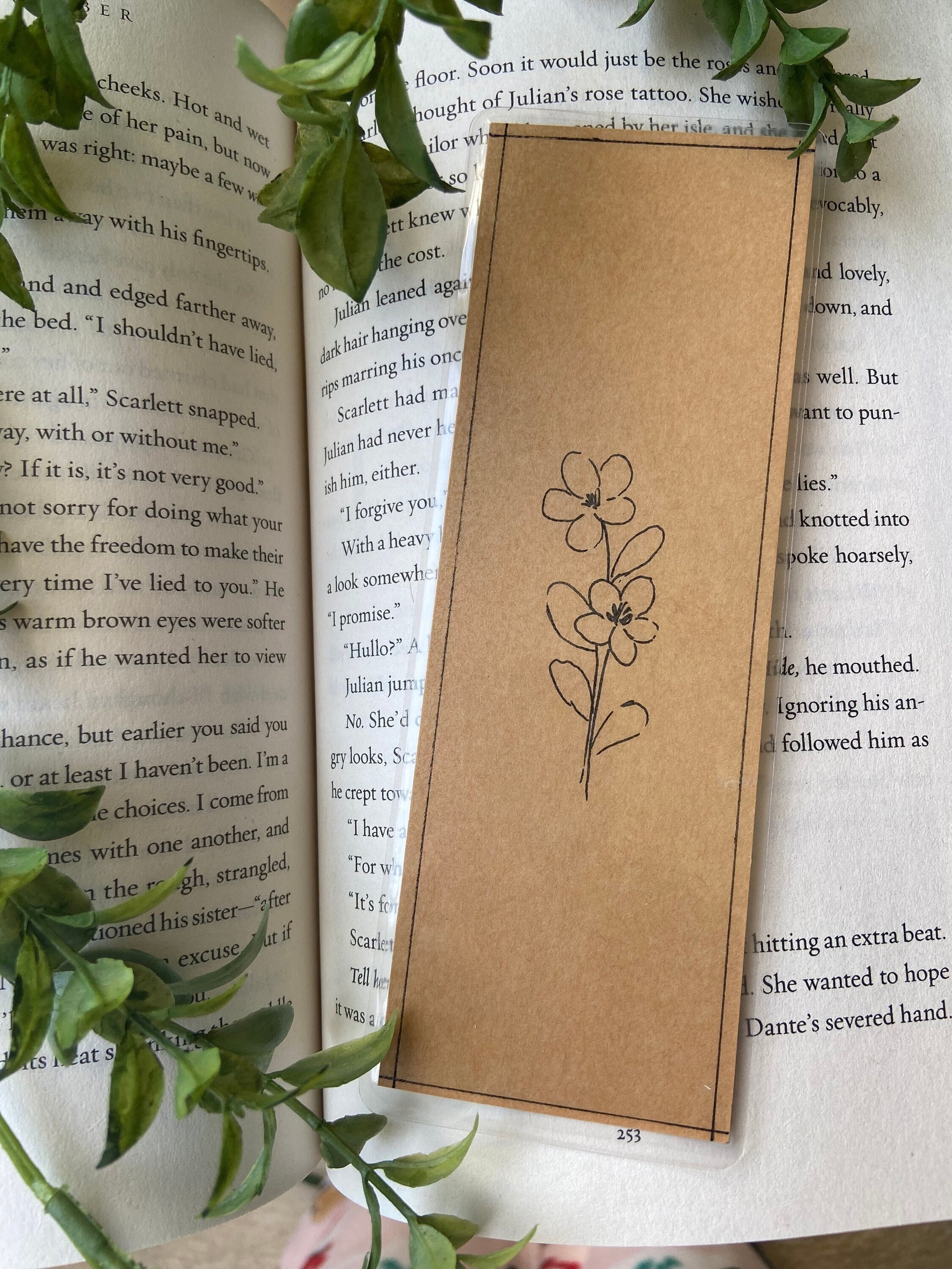 Flower Design Bookmark, Craft Paper, Flower Line Art, Handmade, for ...