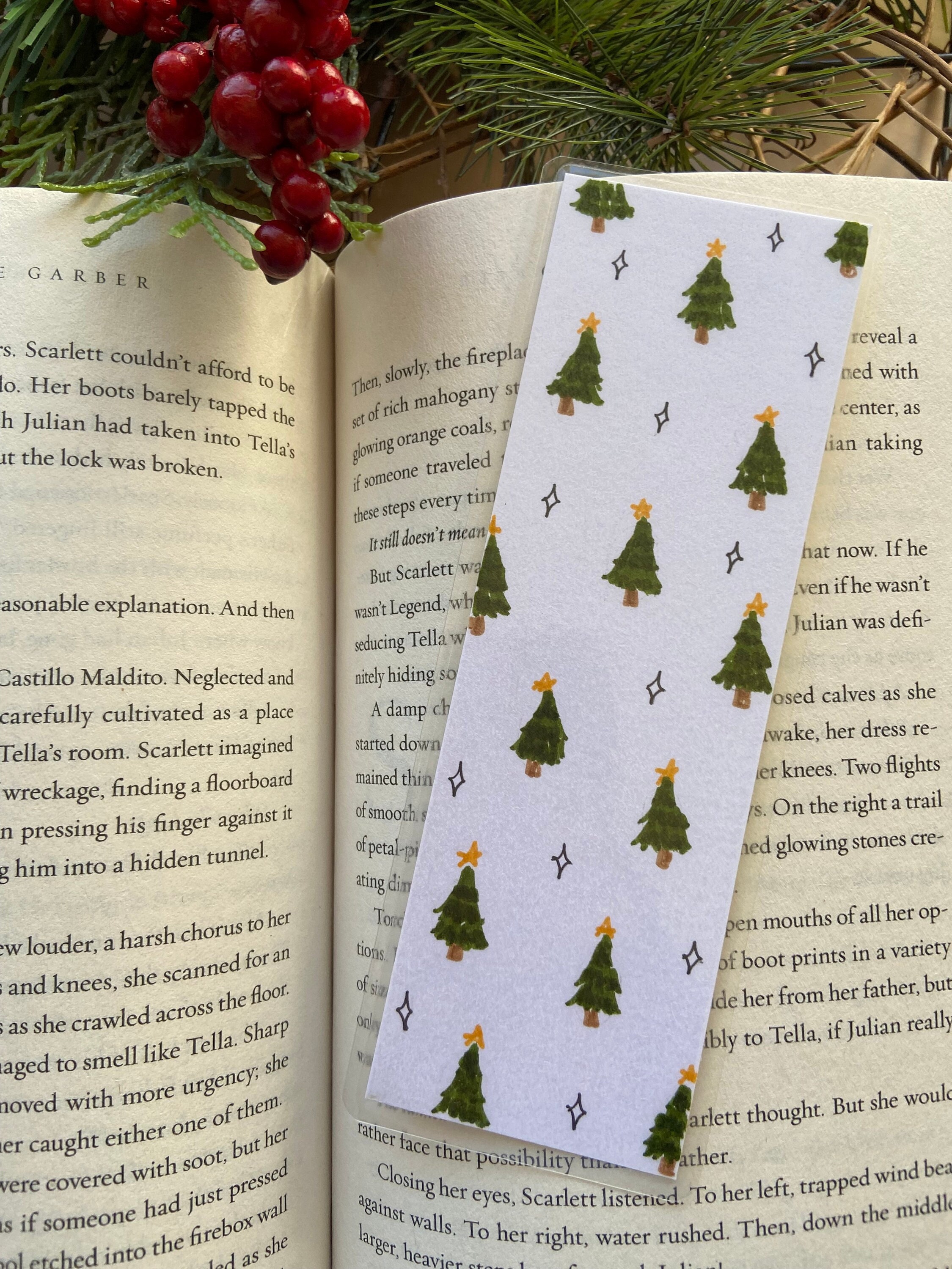 Christmas Bookmark Tree Pattern Festive Christmas Tree Gifts for Book ...