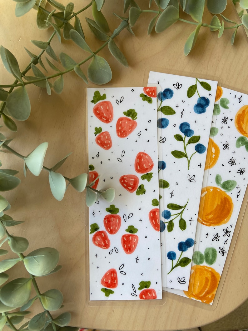 Handmade Fruit Bookmarks, Summer Reader Gift Set of 3 - Etsy