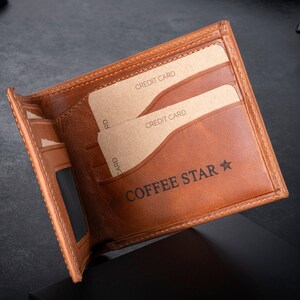 Monogram Genuine Brown Leather Wallet, Personalized Men's Wallet ...