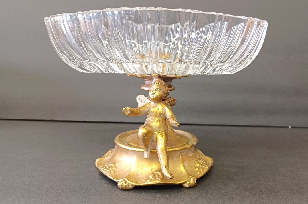 RARE D.A.V. Art Brass/glass Cherub Fruit Compote - Etsy
