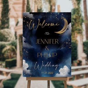 Editable Celestial Wedding Welcome Sign Moon Wedding Galaxy - Etsy