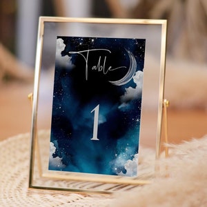 Editable A Night Under the Stars Table Number Sign, Graduation, Moon ...