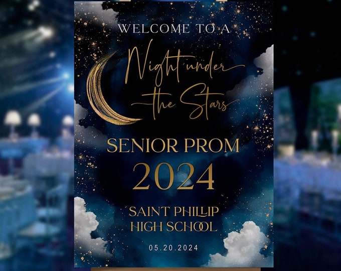 A Night Under the Stars Graduation Sign, Celestial Welcome Sign, Moon ...
