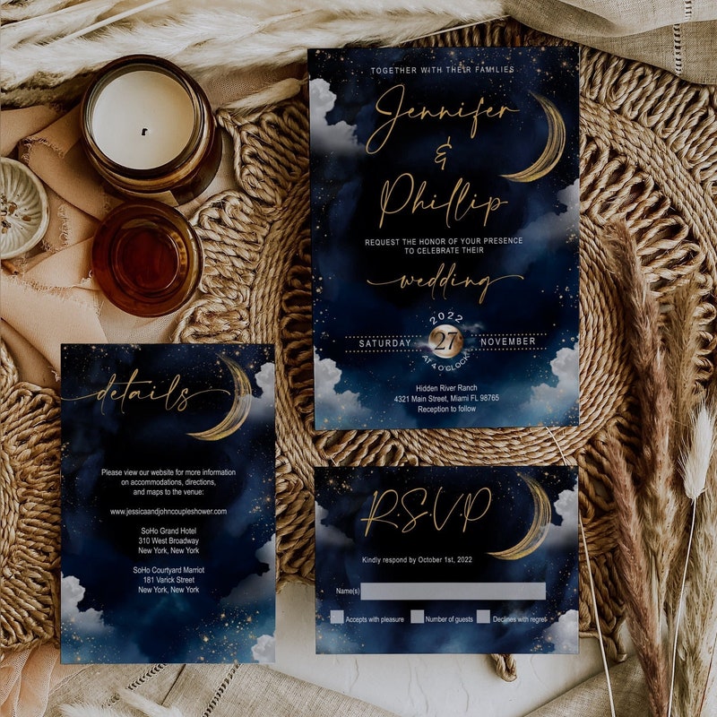 Starry Night Wedding Invitation - Etsy