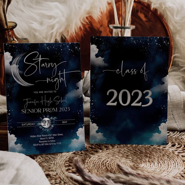 Starry Night Invitation - Etsy