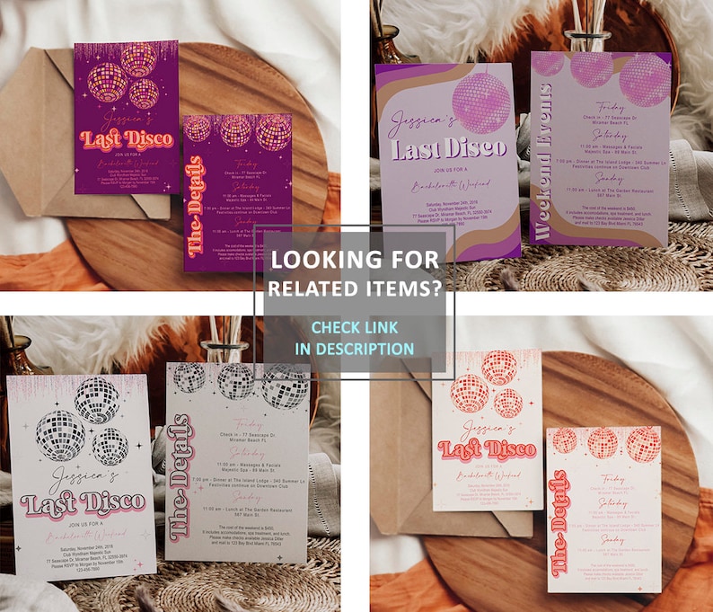 Last Disco Bachelorette Invitation With Back, Retro, Groovy, Black ...