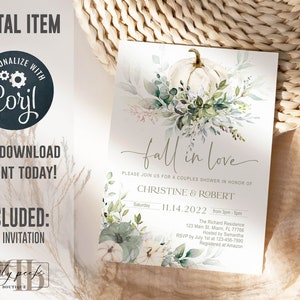 Fall in Love Invitation, Fall Bridal Shower Invitation, Wedding ...