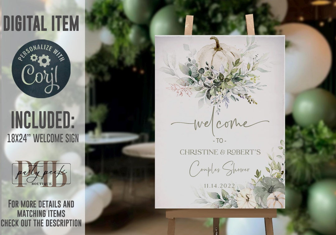 Fall in Love Welcome Sign, Fall Bridal Shower, Wedding, Couples Shower ...