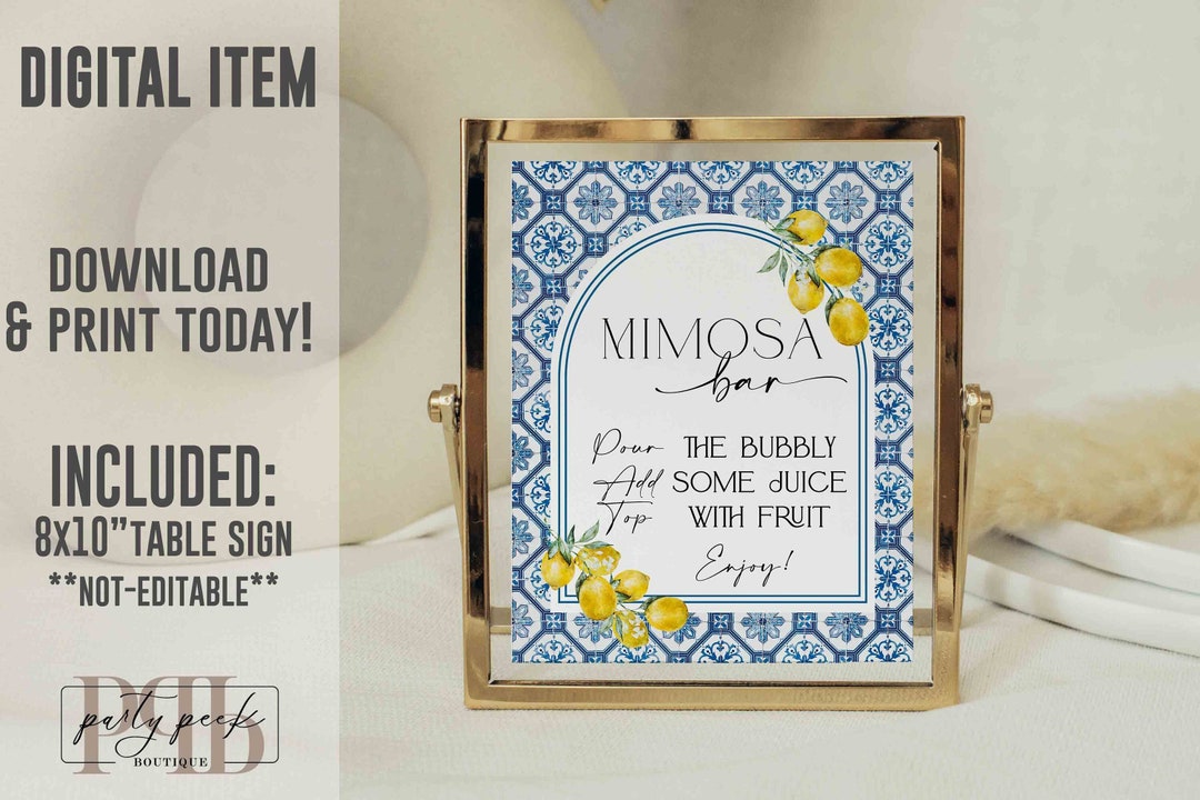 Mediterranean Mimosa Sign, Amalfi Coast, Positano Table Sign, Bridal ...