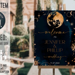 Editable Celestial Wedding Welcome Sign, Moon Wedding, Galaxy, Rustic ...