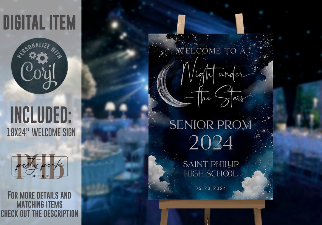 A Night Under the Stars Graduation Sign, Celestial Welcome Sign, Moon ...