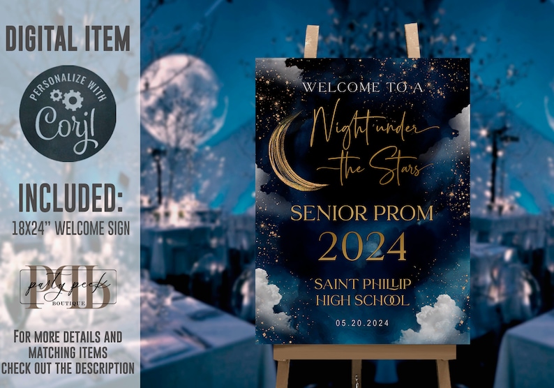 Editable A Night Under the Stars Graduation Sign, Celestial Welcome ...
