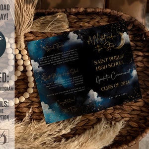 Editable A Night Under the Stars Graduation Program, Moon, Galaxy ...