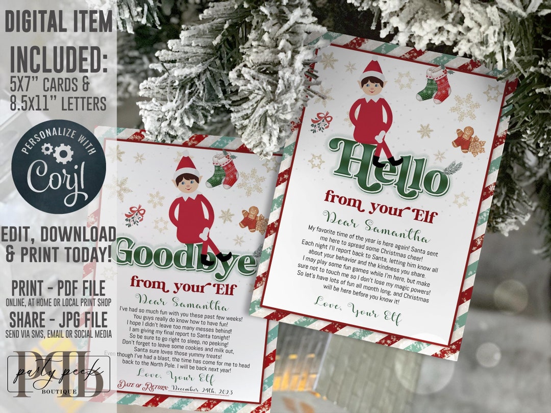 Editable Elf Hello Letter, Elf Return, Elf Goodbye Letter, Greetings ...