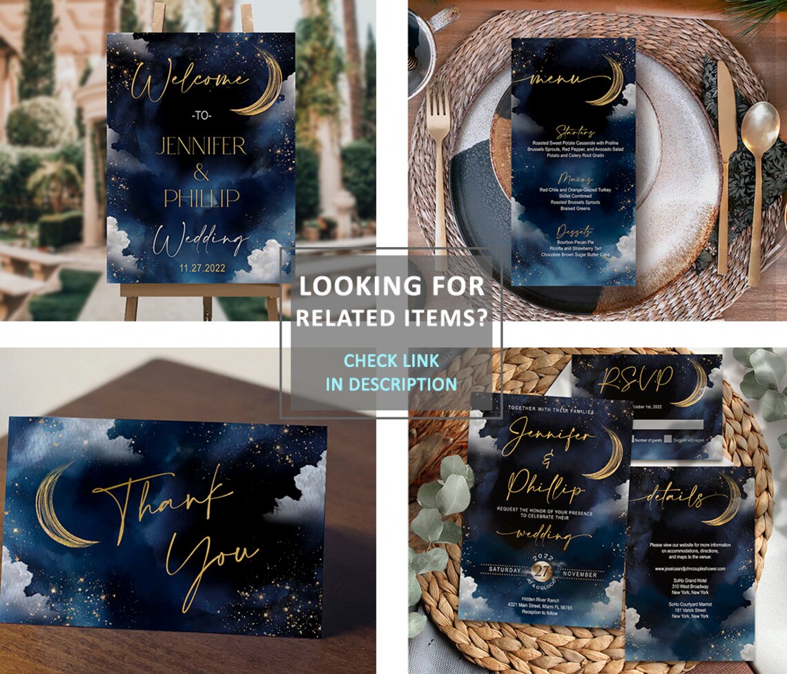 Editable Celestial Wedding Program Moon Wedding Galaxy - Etsy
