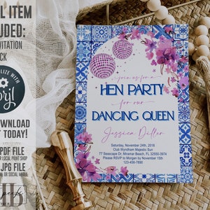 Editable Dancing Queen Bachelorette Invitation With Back, Mamma Mia ...