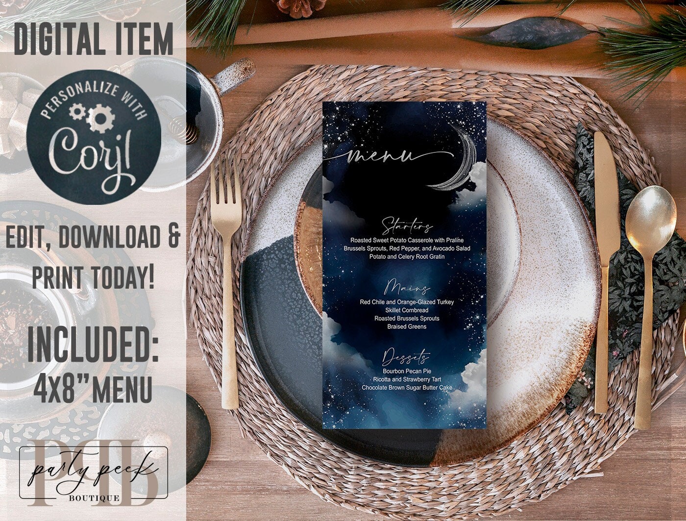 Editable Celestial Wedding Menu Moon Wedding Galaxy Rustic - Etsy