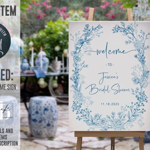 Editable Chinoiserie Bridal Shower Welcome Sign, French Toile ...