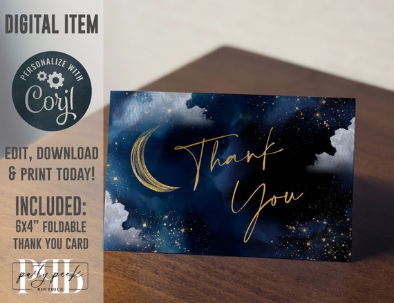 Editable Celestial Wedding Thank You Card Moon Wedding - Etsy