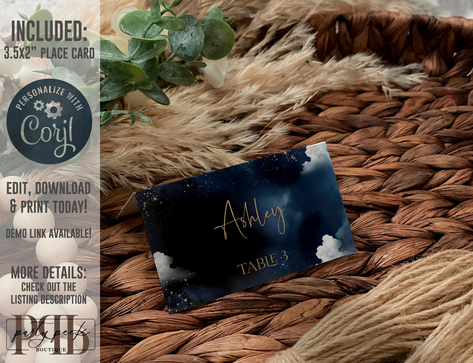 Editable Celestial Place Card Moon Wedding Celestial - Etsy