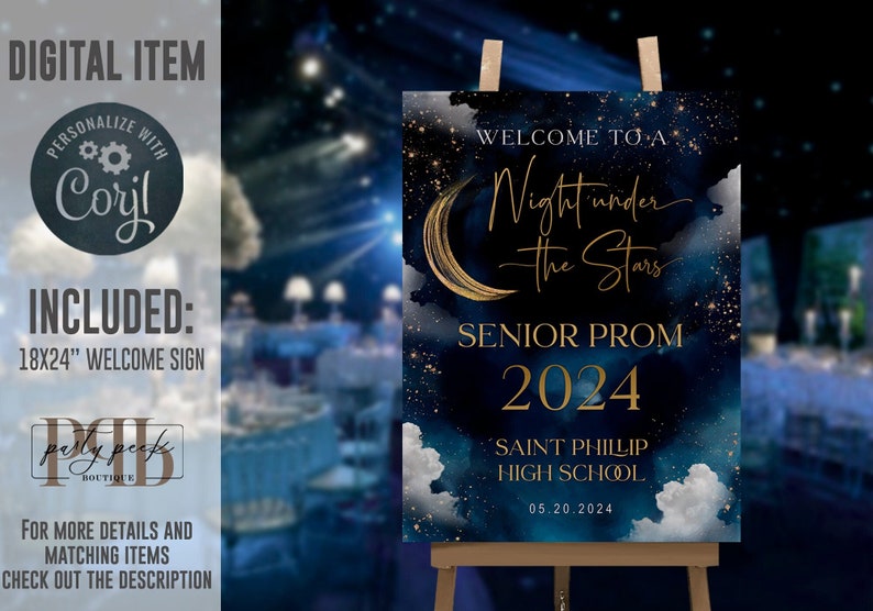 Editable A Night Under the Stars Graduation Sign, Celestial Welcome ...
