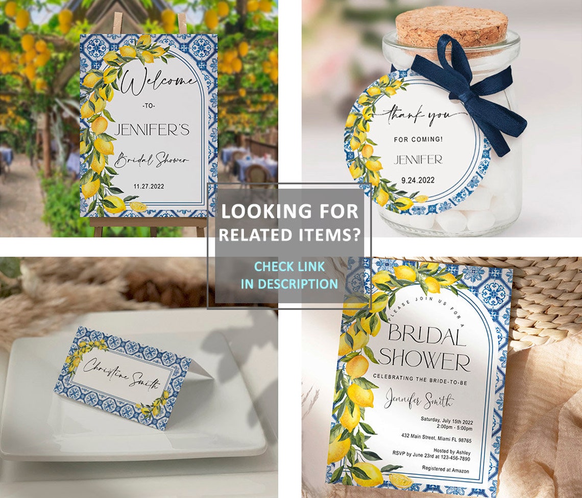 Editable Mediterranean Wedding Invitation, Positano, Blue Tile ...