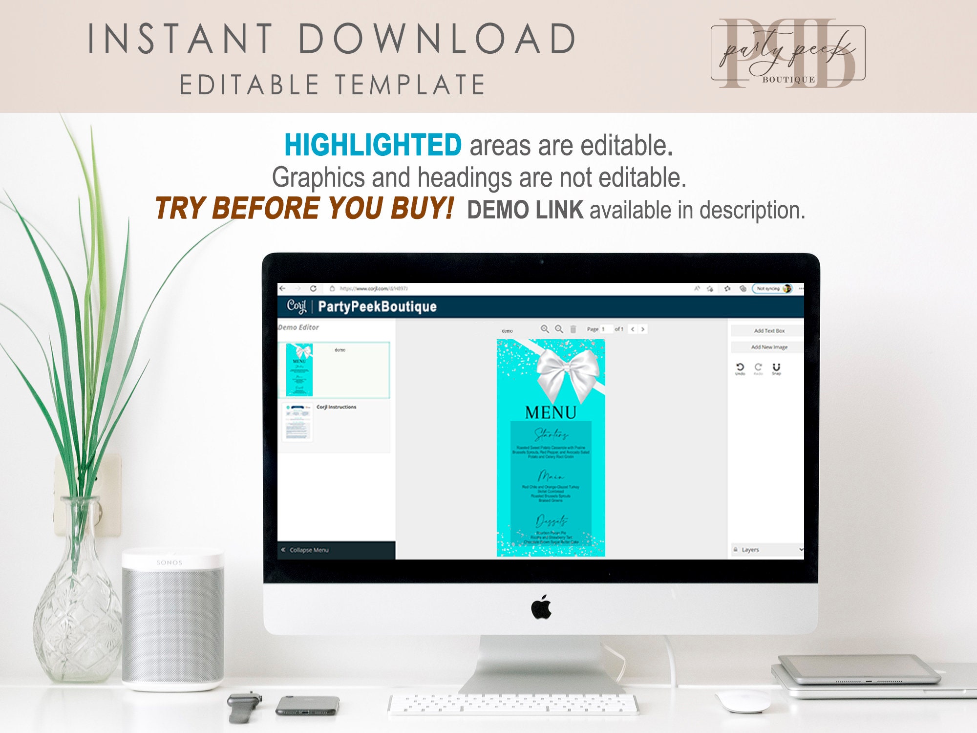 Editable Bridal & Co Menu, Breakfast at Tiffany, Turquoise Menu Card ...