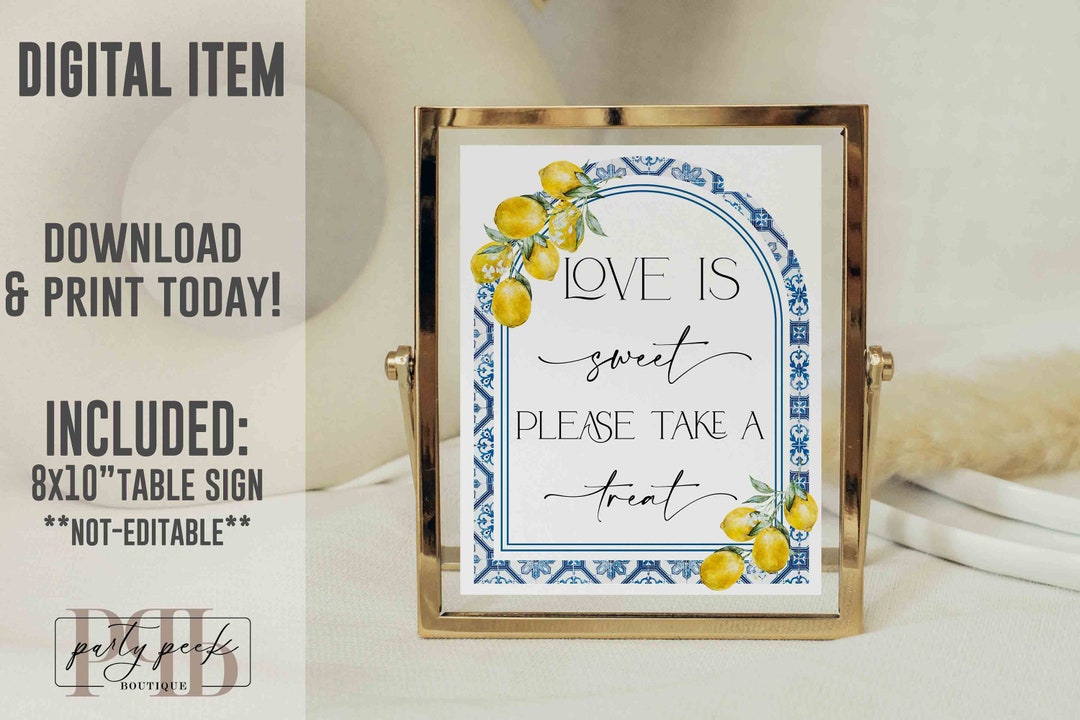 Mediterranean Dessert Sign, Amalfi Coast, Treat Table Sign, Positano ...